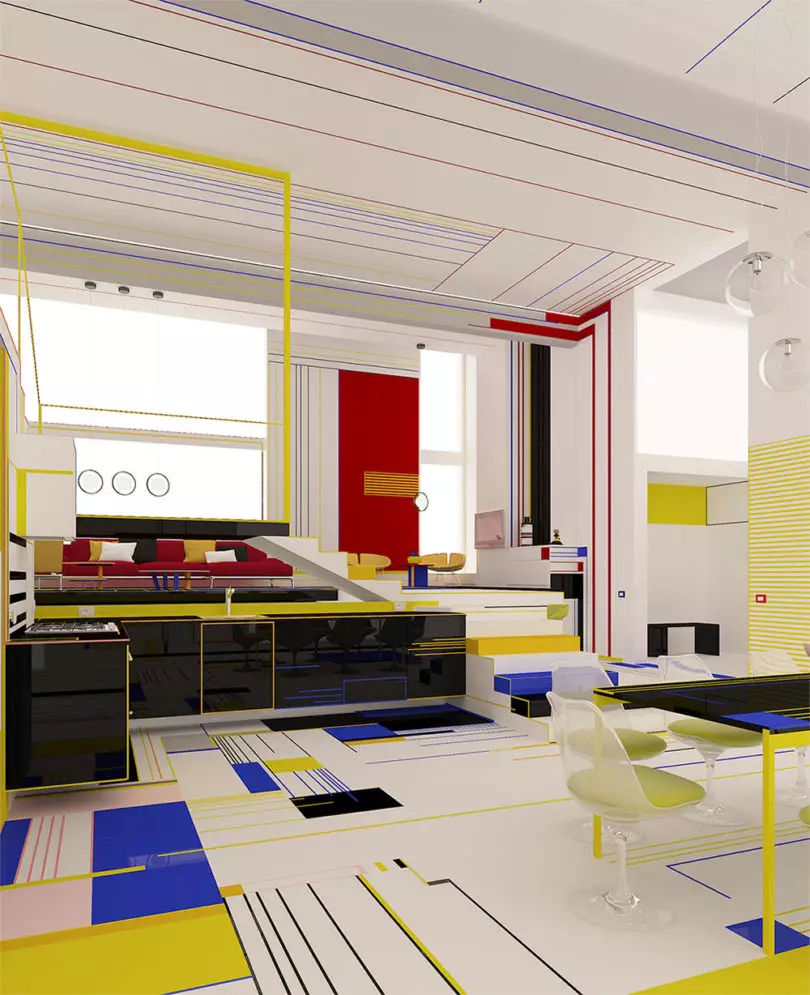 Брани и Деси проектират интериор, вдъхновен от Пиет Мондриан
