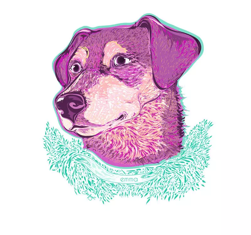 Portrete personalizate de câini și imprimeuri artistice ilustrate de Dottie Dog